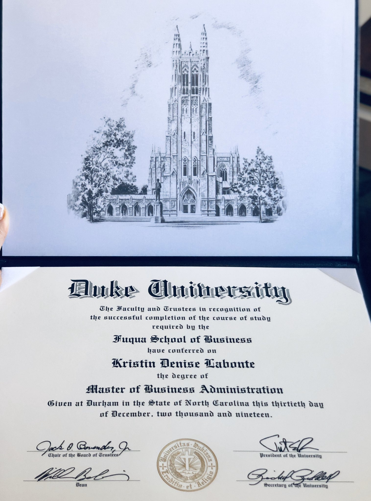 Duke University Diploma