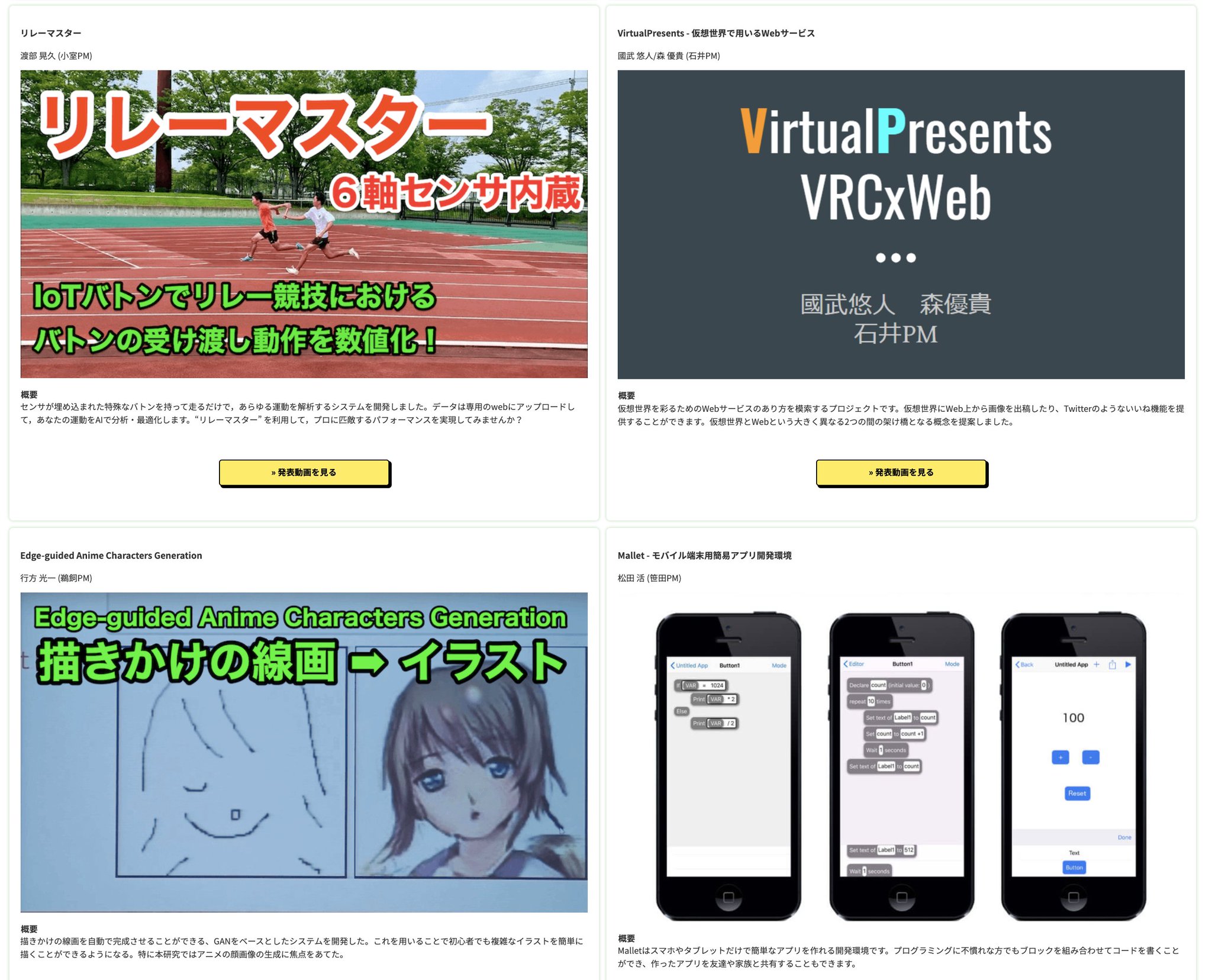 安川要平/Yohei Yasukawa on Twitter: "#未踏ジュニア 採択例が一目で分かるように、Webサイトにある各プロジェクトにサムネイル画像を当ててみました! 👨‍🎨🎨 U ...