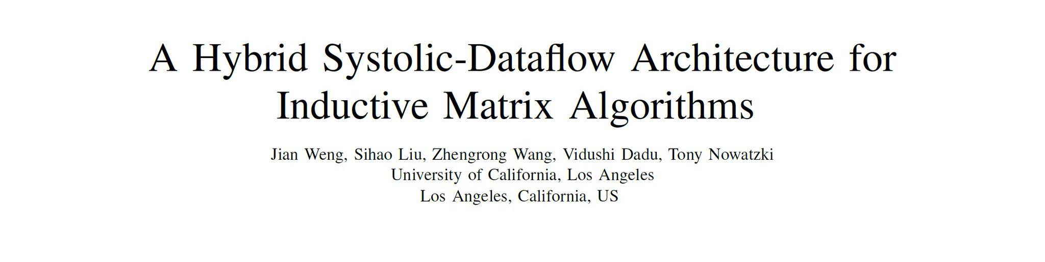 OGAWA, Tadashi on Twitter: "=> "A Hybrid Systolic-Dataflow Architecture for Inductive Matrix ...