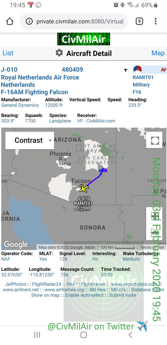 ?? Royal Netherlands Air Force F-16 on an emergency squawk Squawk7700 / CivMilAir | Flight ...
