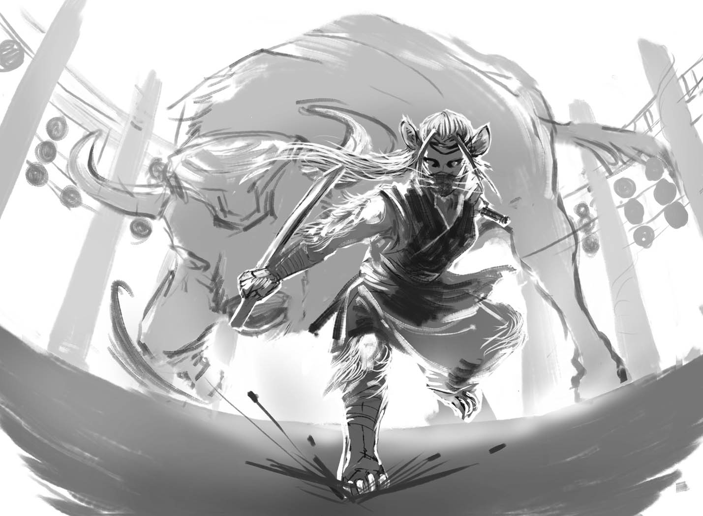 JungShan on Twitter: "Ink Eyes Servant of the Oni Process, Chinese ink on rice paper mixed with ...