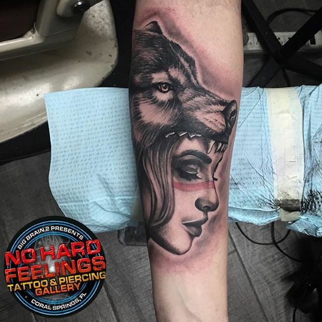 Native American Wolf Headdress Tattoo