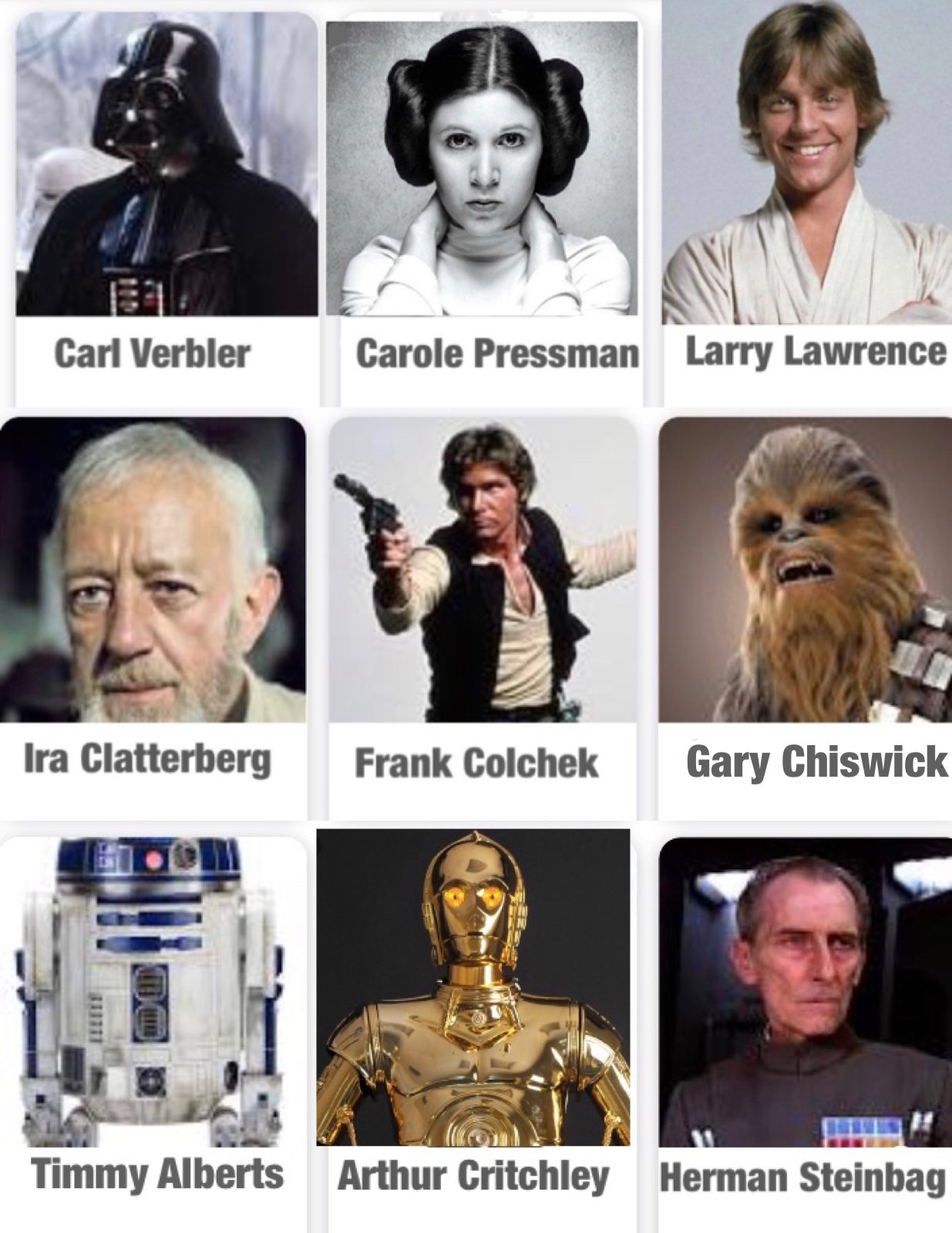Names Of All Star Wars Characters Picture Of The Names Of Bad Guys