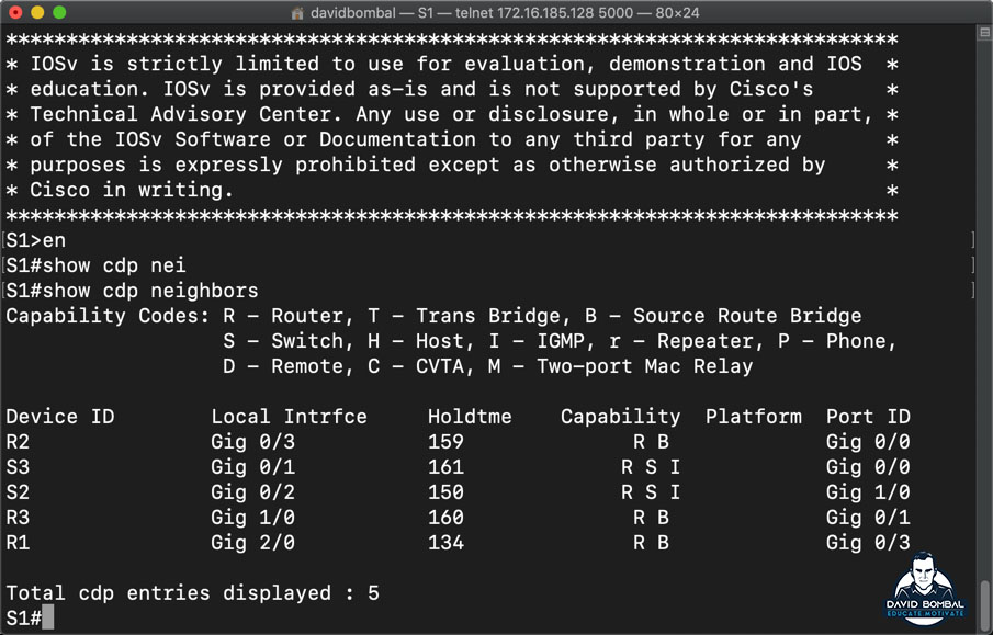 David Bombal on Twitter: "@gns3 Answers: 3) show cdp neighbors #CCNA #DevNet #GNS3 #Cisco @gns3 ...