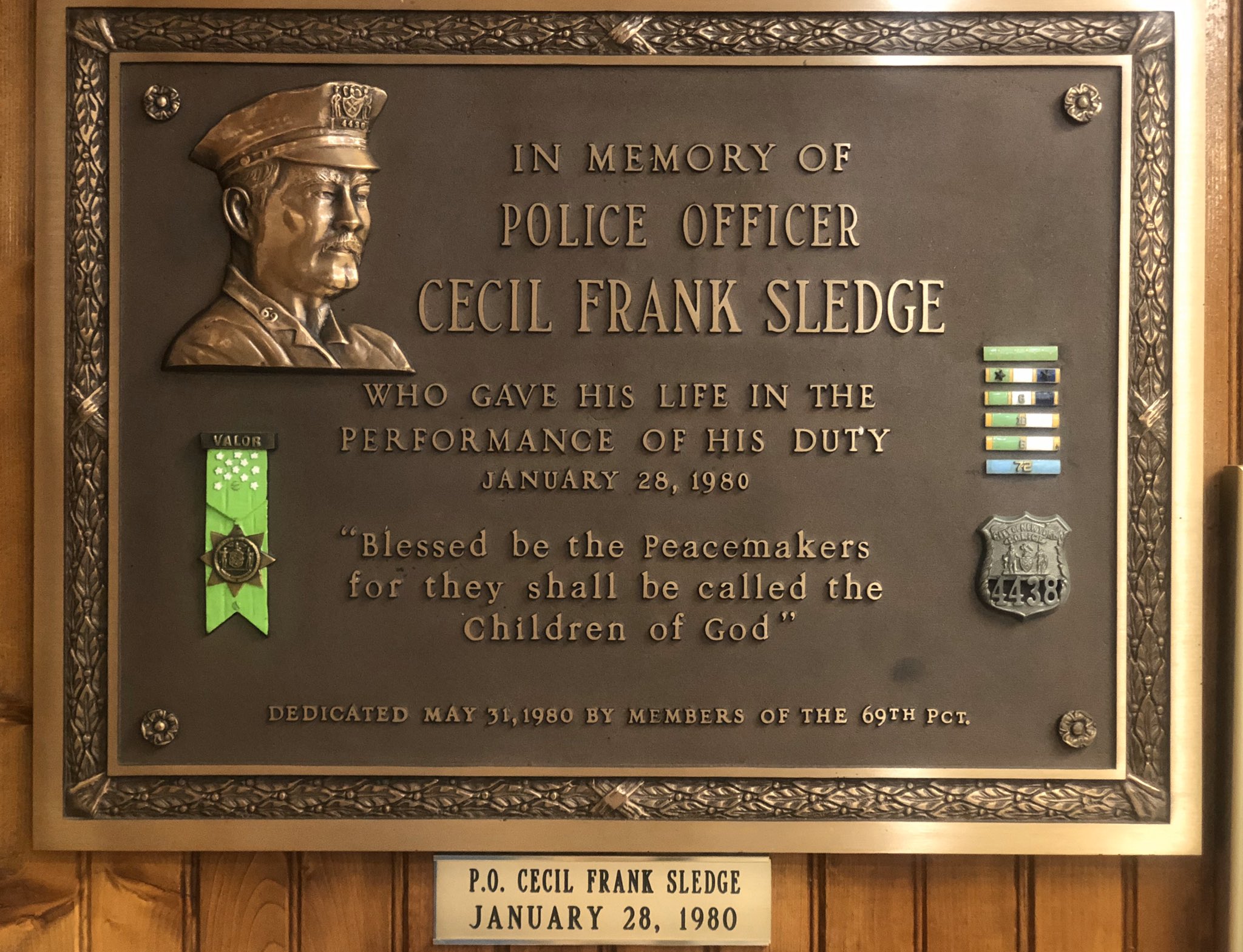 Nypd Bronze Dedication Plaque