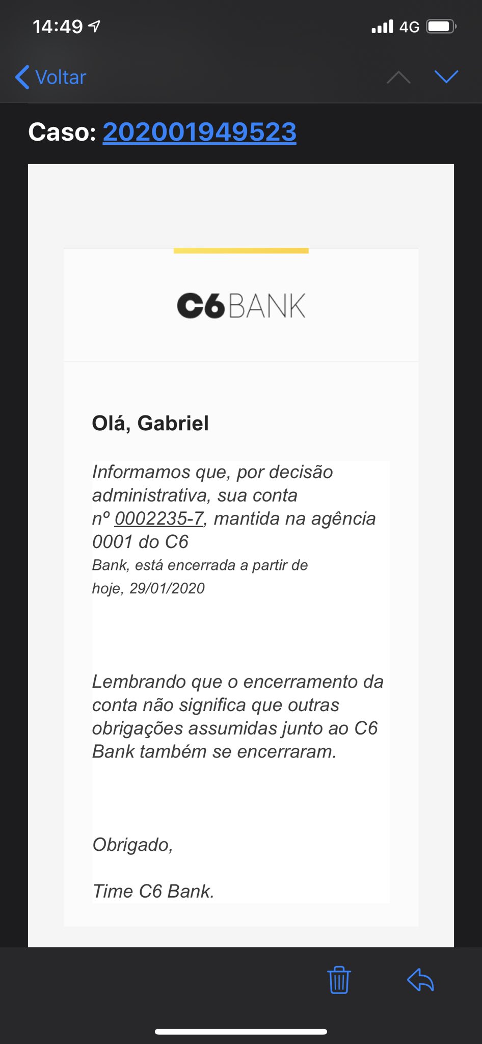 Gabriel Ramos on Twitter: "Partiu processo contra o @C6Bank. Encerraram minha conta hoje por ...