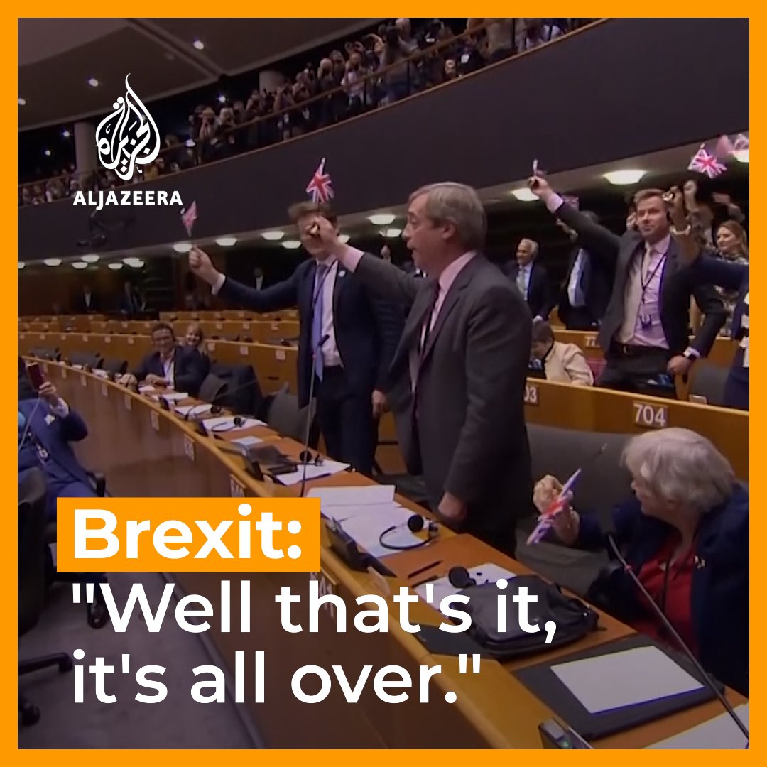 Nigel Farage's Brexit Party MEPs waved British Union flags during his ...