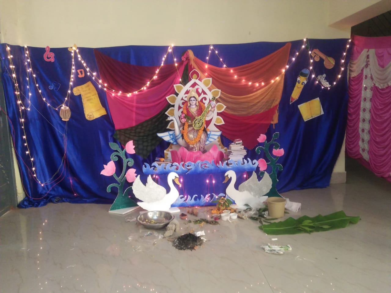 Beautiful saraswati puja decoration ideas for your home