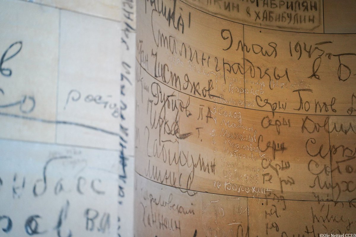 There is Russian graffiti on the walls of Germany's Parliament building ...