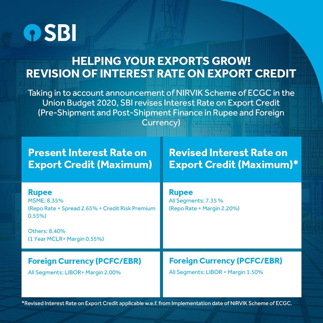 State Bank of India on Twitter: "Great news for all exporters! With the recent announcement of ...