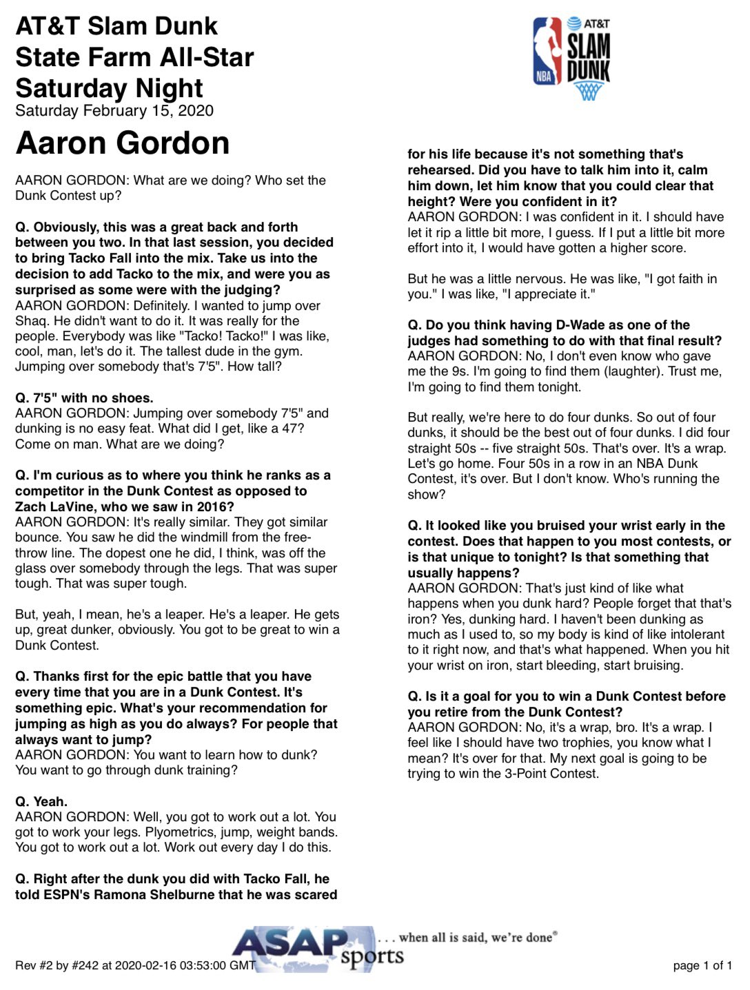 Aaron Gordon Vertical