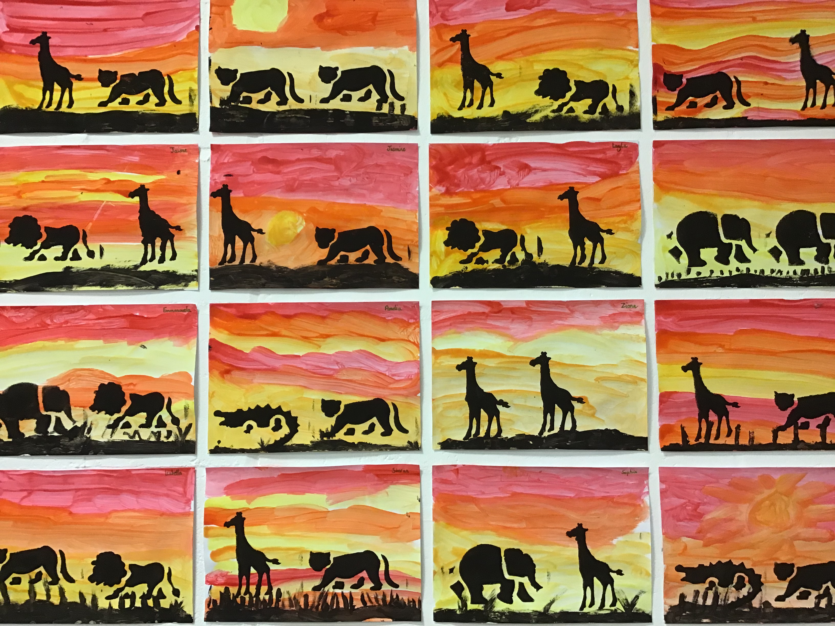 African Animal Sunset Silhouettes