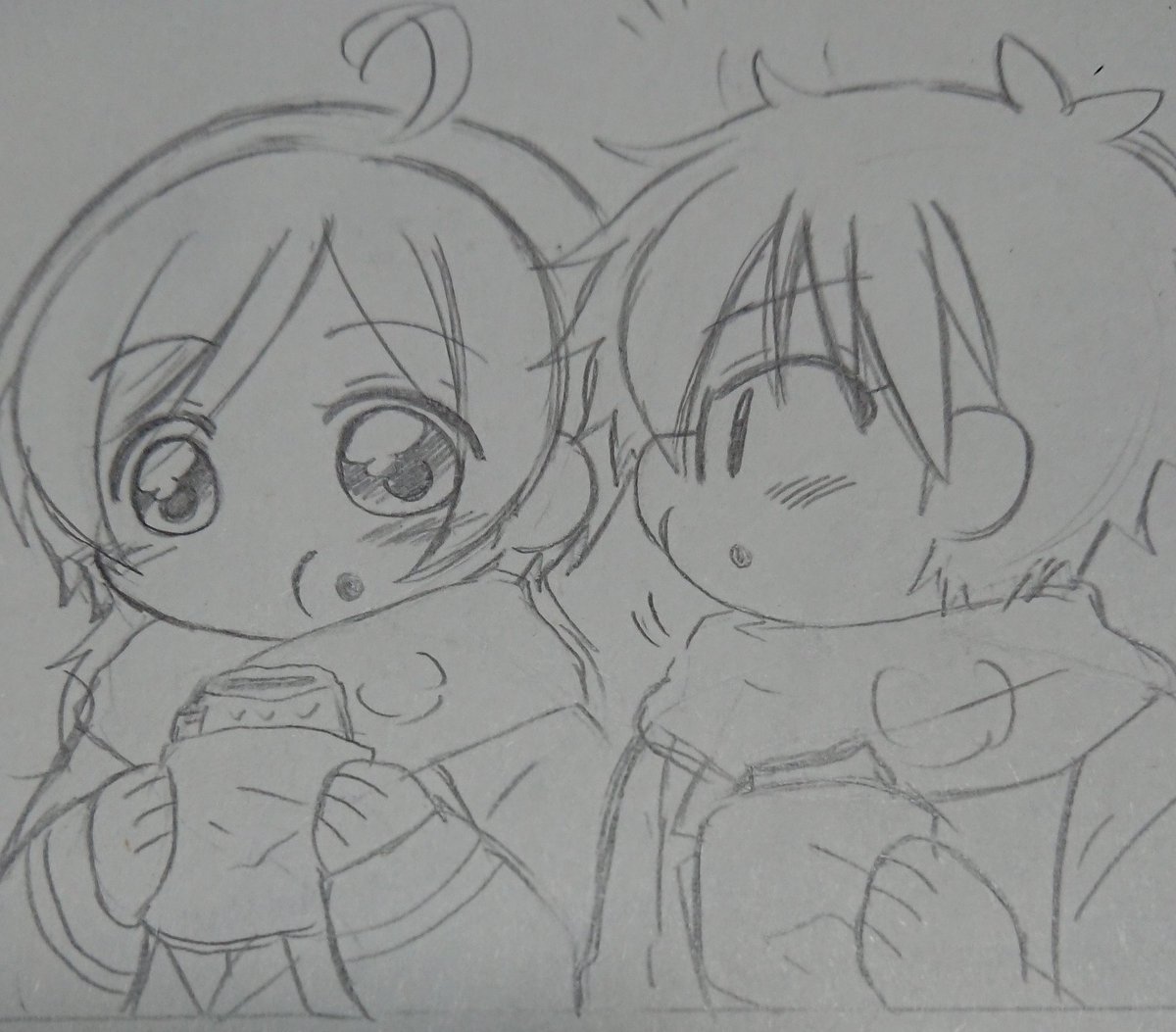 「いつも気がついたらˊᵕˋみたいな顔の奏汰くんしか描いてないから無理矢理開眼させた下描き 」ちろるぱんだの漫画