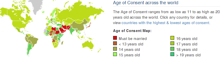 Legal Age Of Consent World Map United States Map