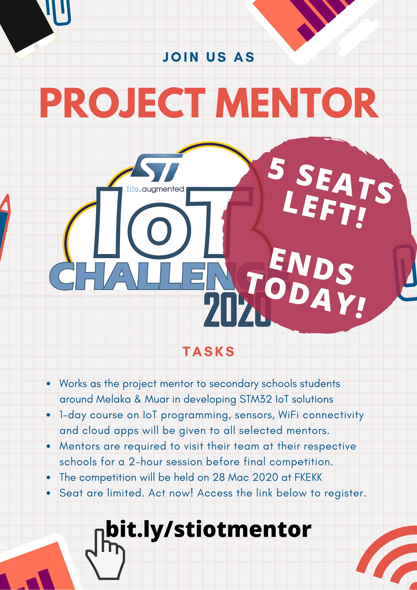 FKEKK UTeM on Twitter: "Panggilan terakhir kepada pelajar FKEKK untuk menyertai program ST IoT ...