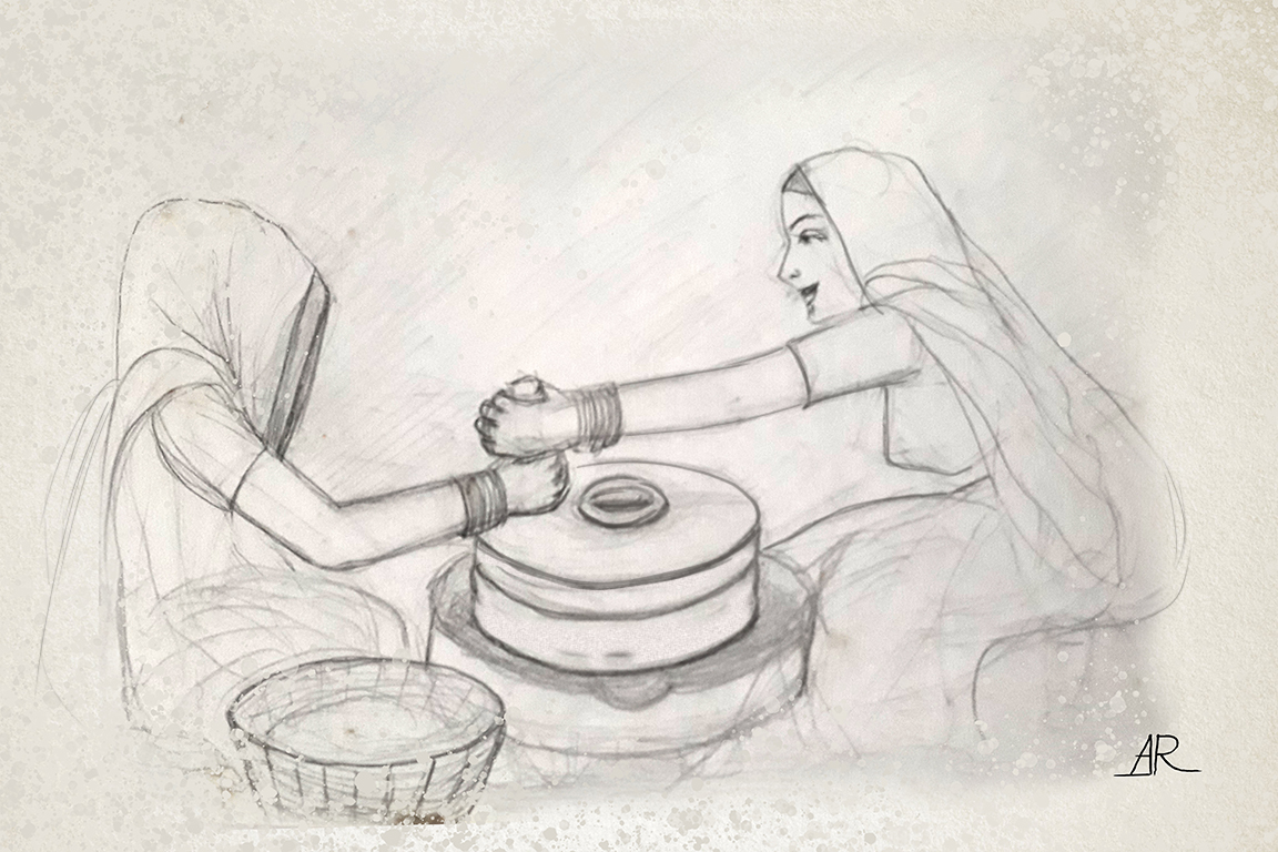 Indian Village Pencil Sketches