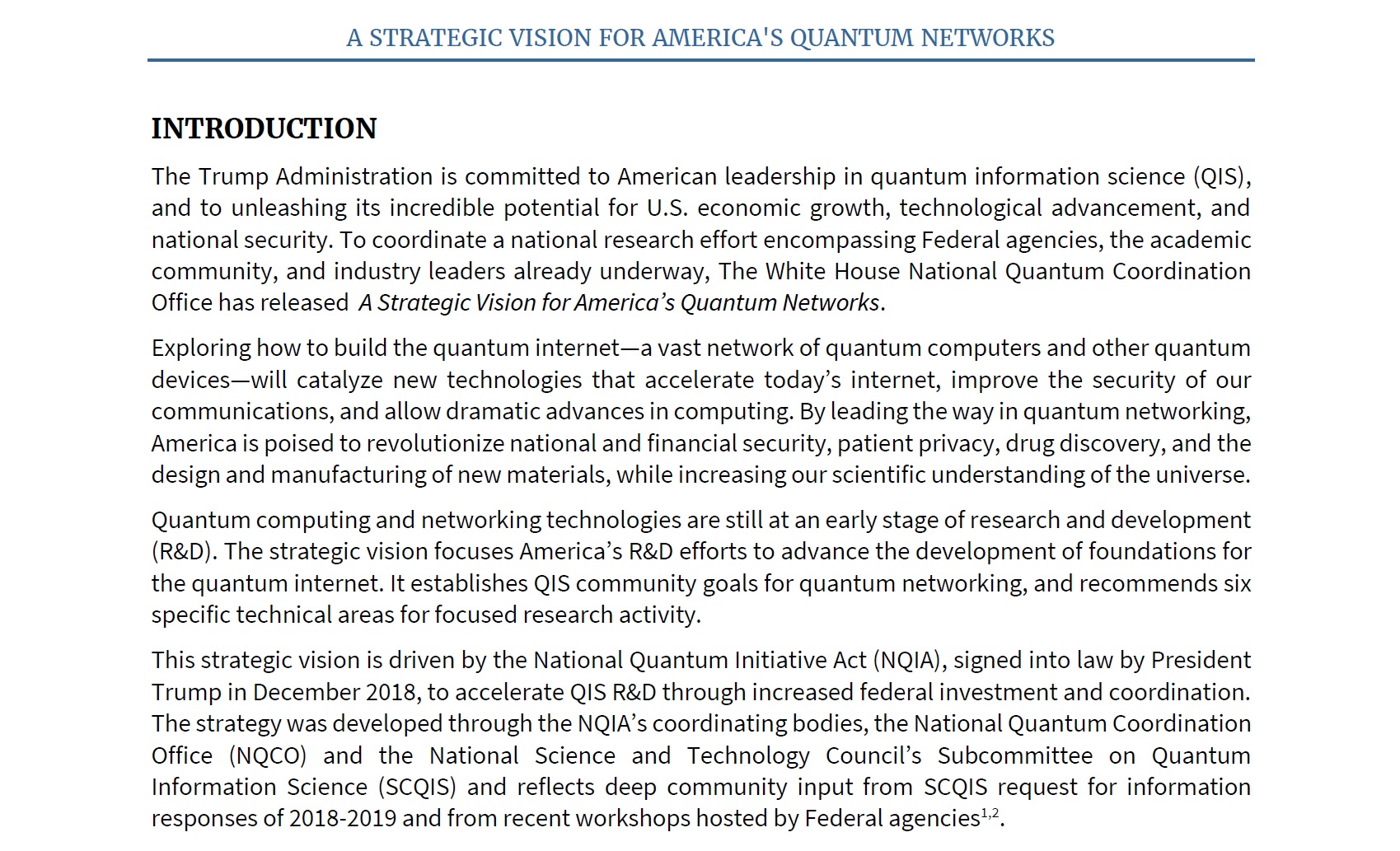 OGAWA, Tadashi on Twitter: "=> "Strategic Vision for America's Quantum Networks", The White ...