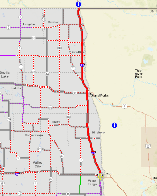 From the ND DOT: I-29 has now been closed from Fargo northward to the ...