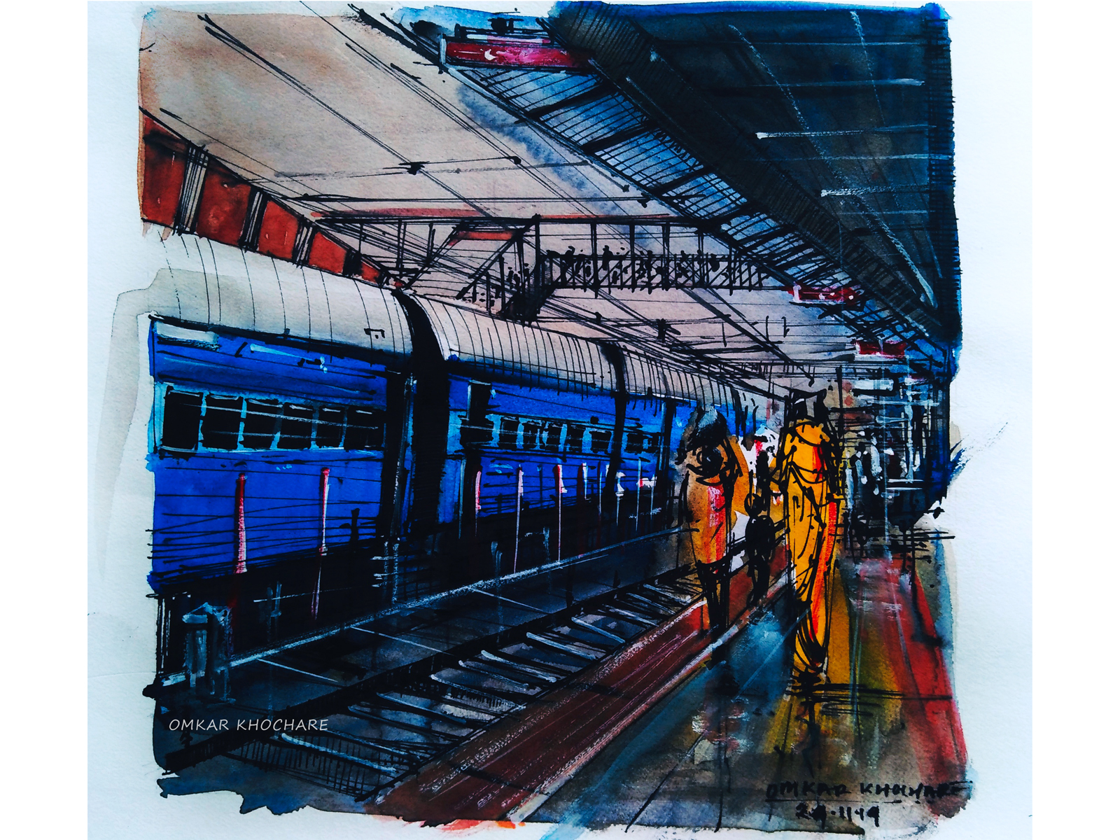 Indian Railway Station Drawing