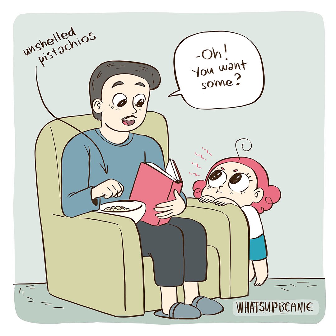 1/2) My poor Papa could never say no to」|Beanie 🐶の漫画