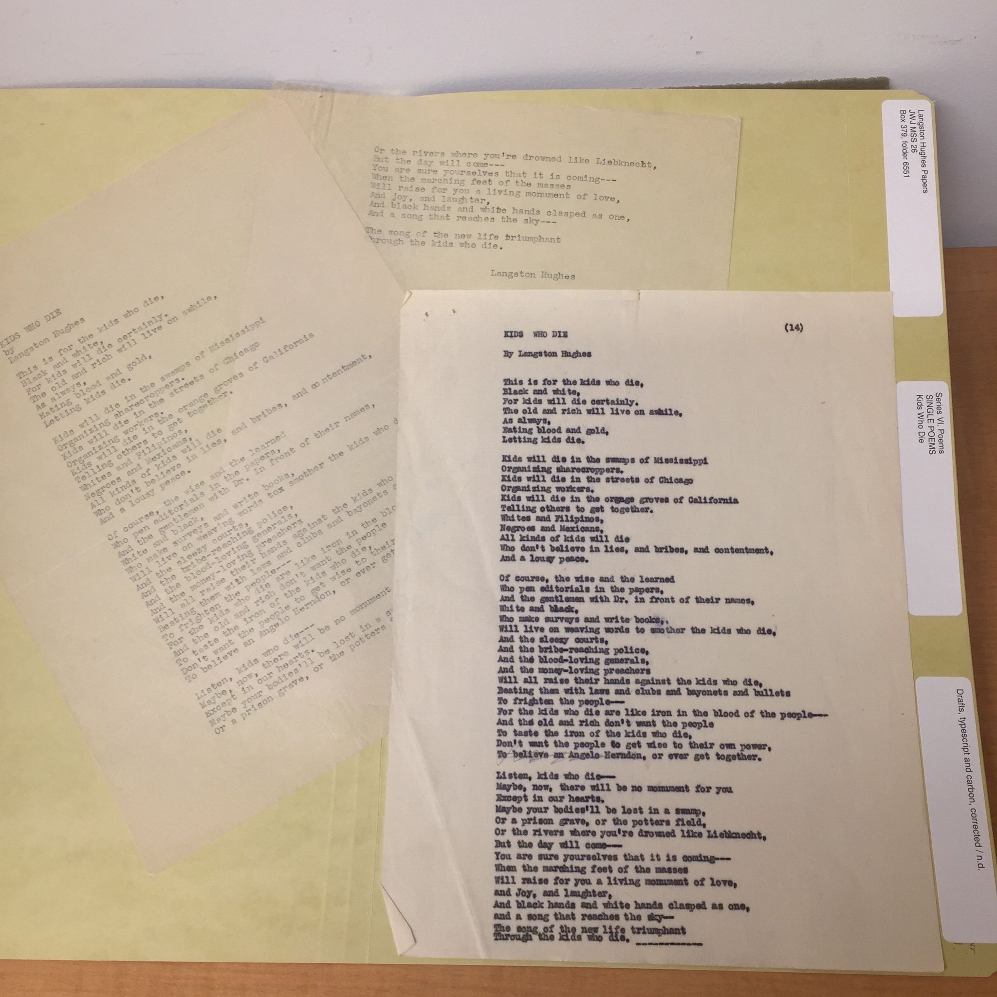 Beinecke Library on Twitter: "Langston Hughes: This is for the kids who ...