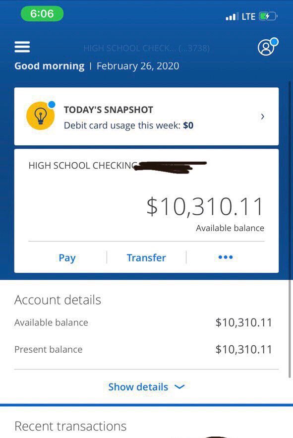 High Bank Account Balance