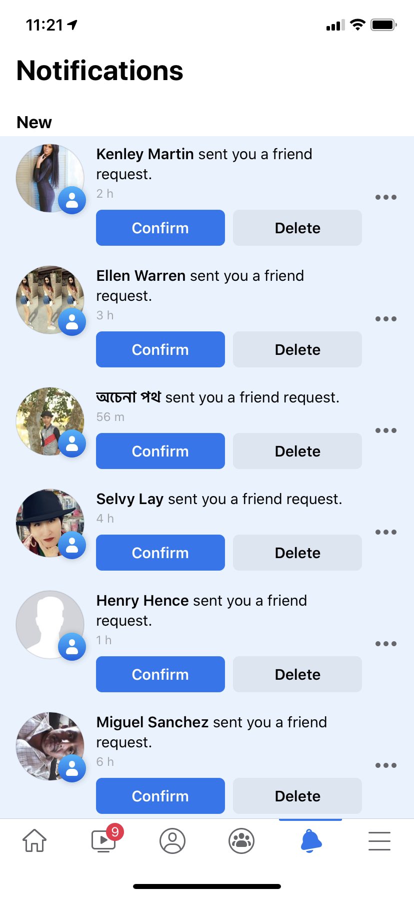 Facebook Friend Request Notification