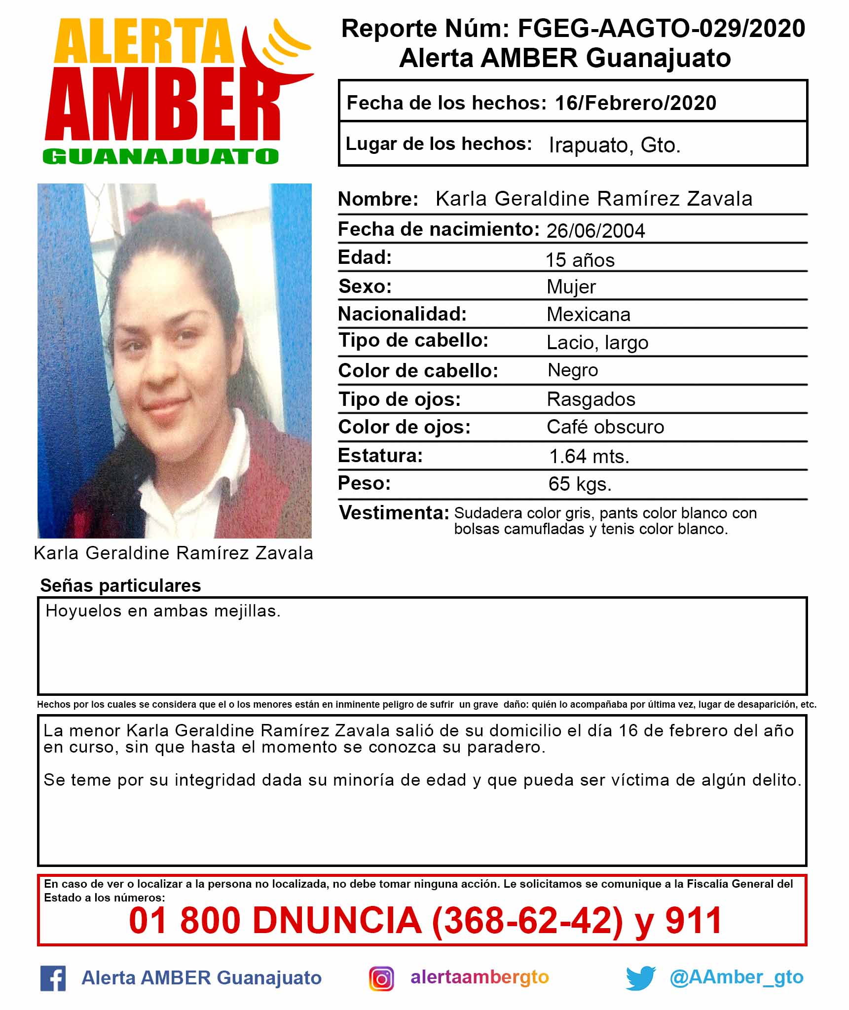 Alerta AMBER GTO. on Twitter: "Activación de la Alerta AMBER Guanajuato de la menor Karla ...