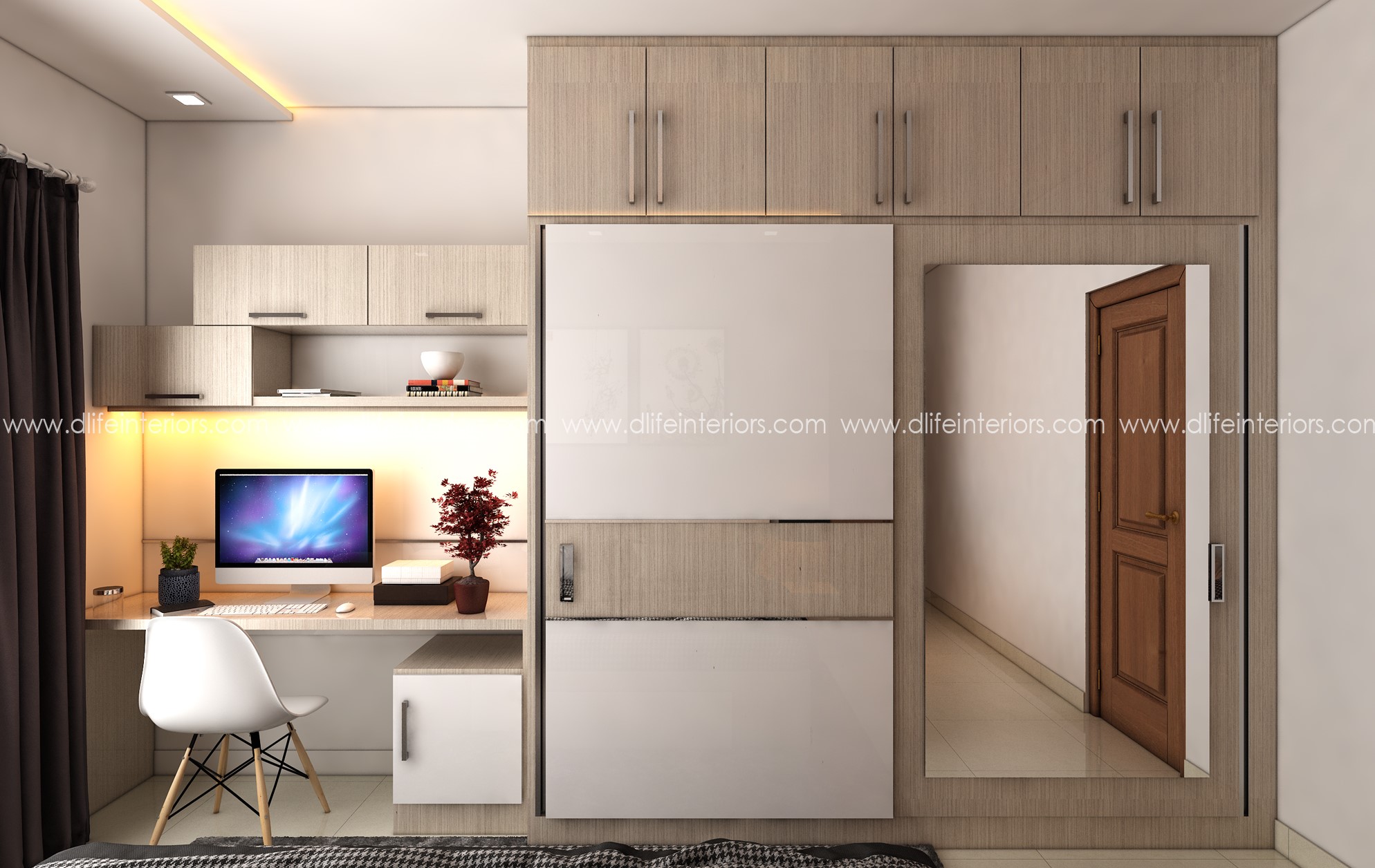 Wardrobe Designs With Study Table