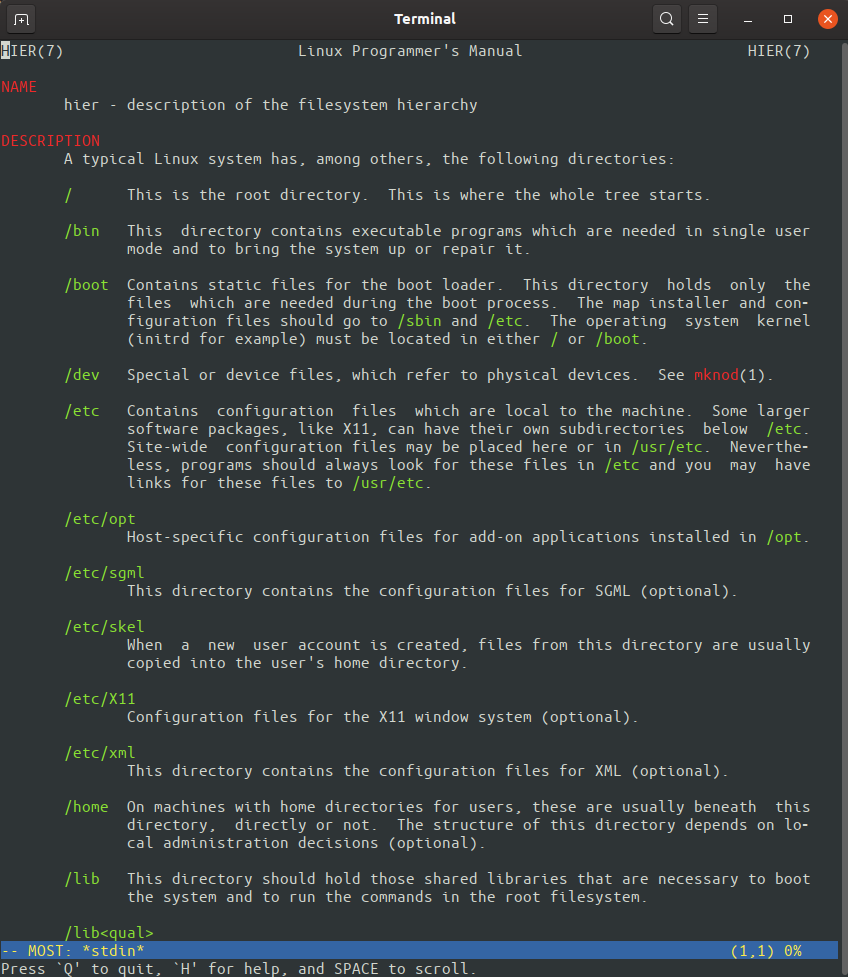 nixCraft on Twitter: "Want description of the Linux/BSD/Unix filesystem hierarchy? Try man hier…