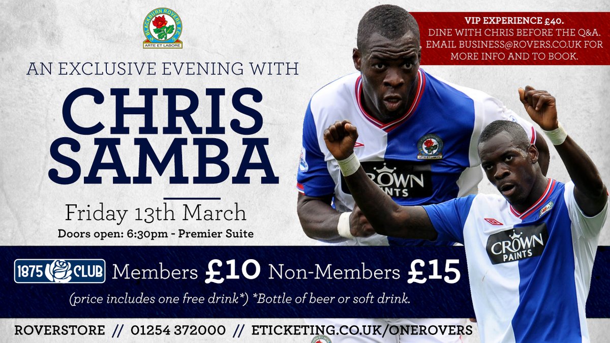 ? An Evening with Chris Samba! The former Rovers captain is returning ...