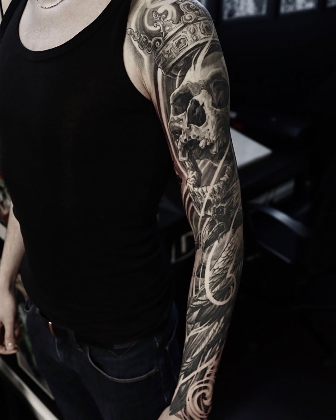 Black And Grey Arm Tattoos
