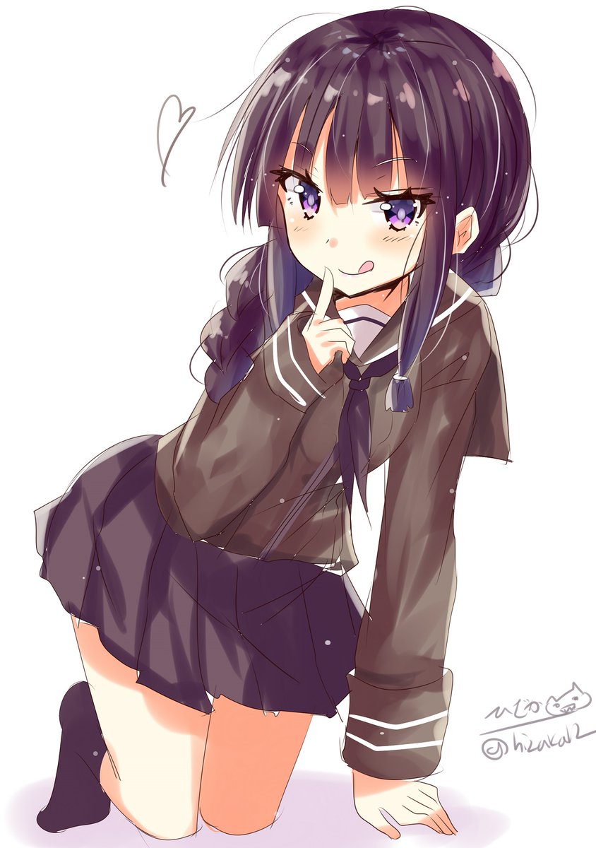 kitakami (kancolle) 1girl solo school uniform white background serafuku ...