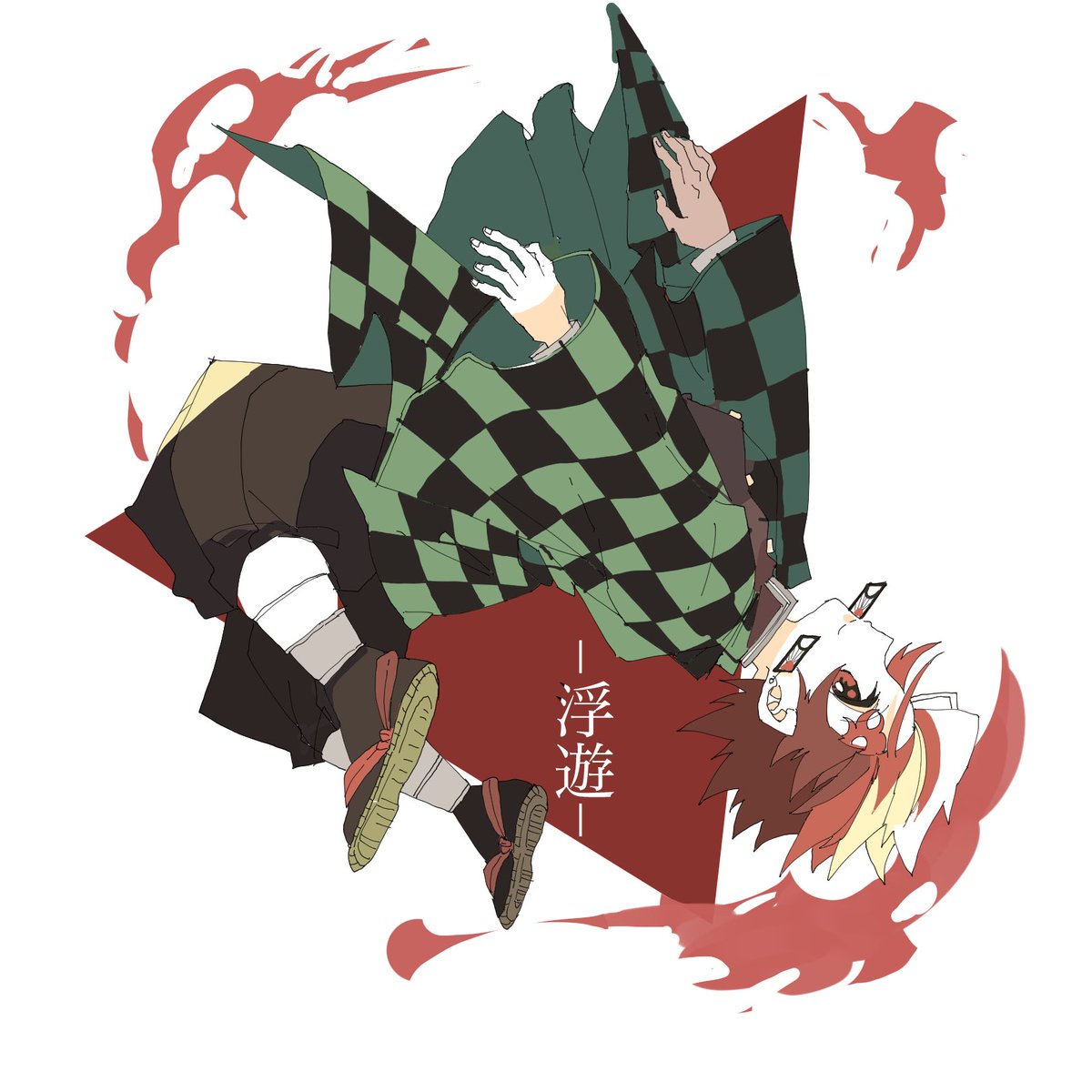 kamado tanjirou 1boy solo male focus demon slayer uniform scar on ...