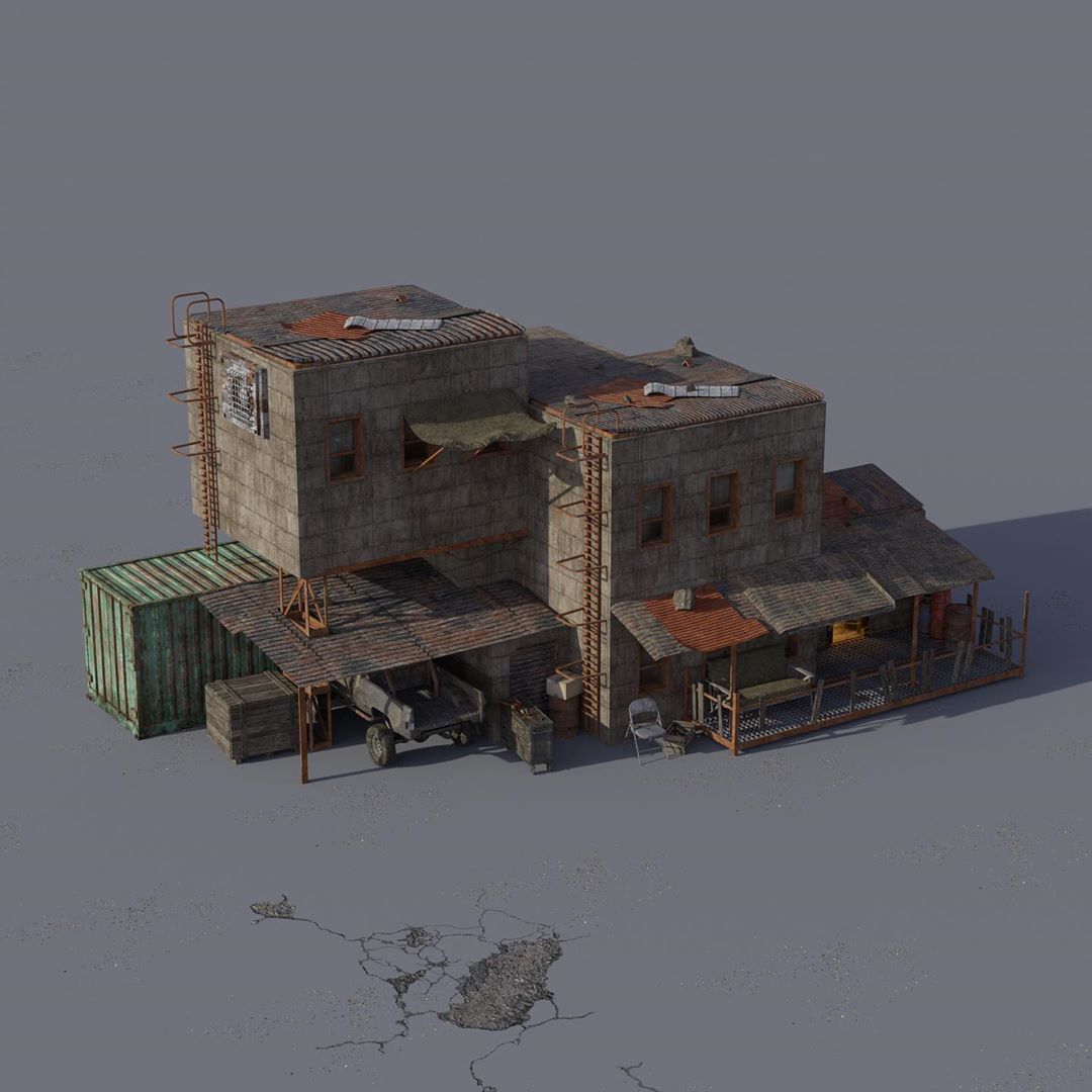 KitBash3D on Twitter: "Javier Cortés broke down the Post-Apocalypse Mini-kit into smaller models ...