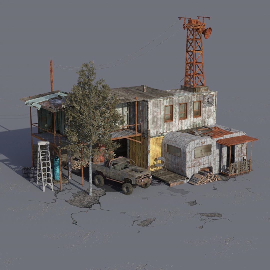 KitBash3D on Twitter: "Javier Cortés broke down the Post-Apocalypse Mini-kit into smaller models ...