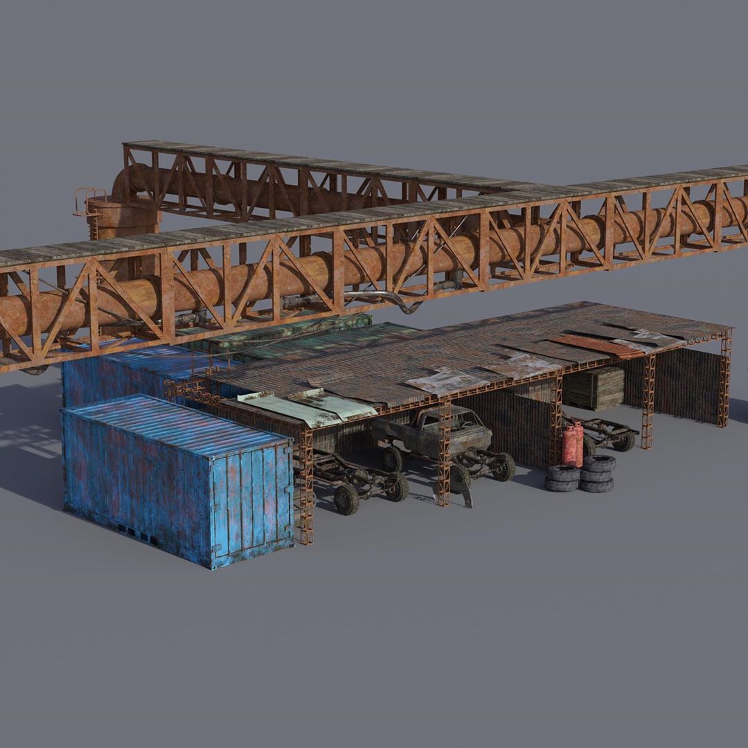 KitBash3D on Twitter: "Javier Cortés broke down the Post-Apocalypse Mini-kit into smaller models ...