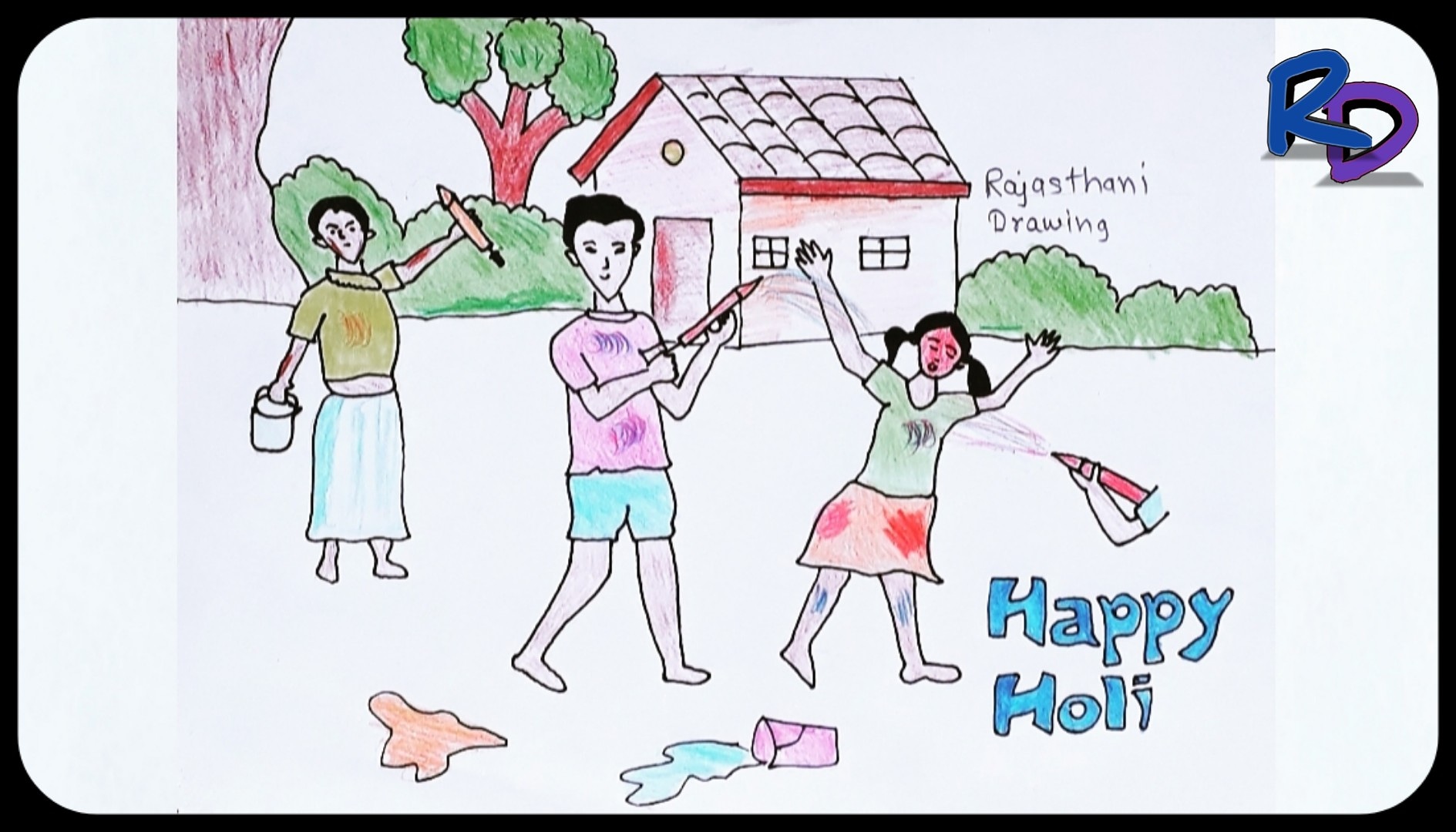 Holi Festival Drawing