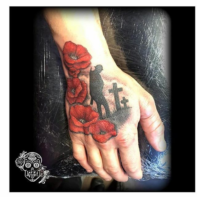 Poppy Hand Tattoo