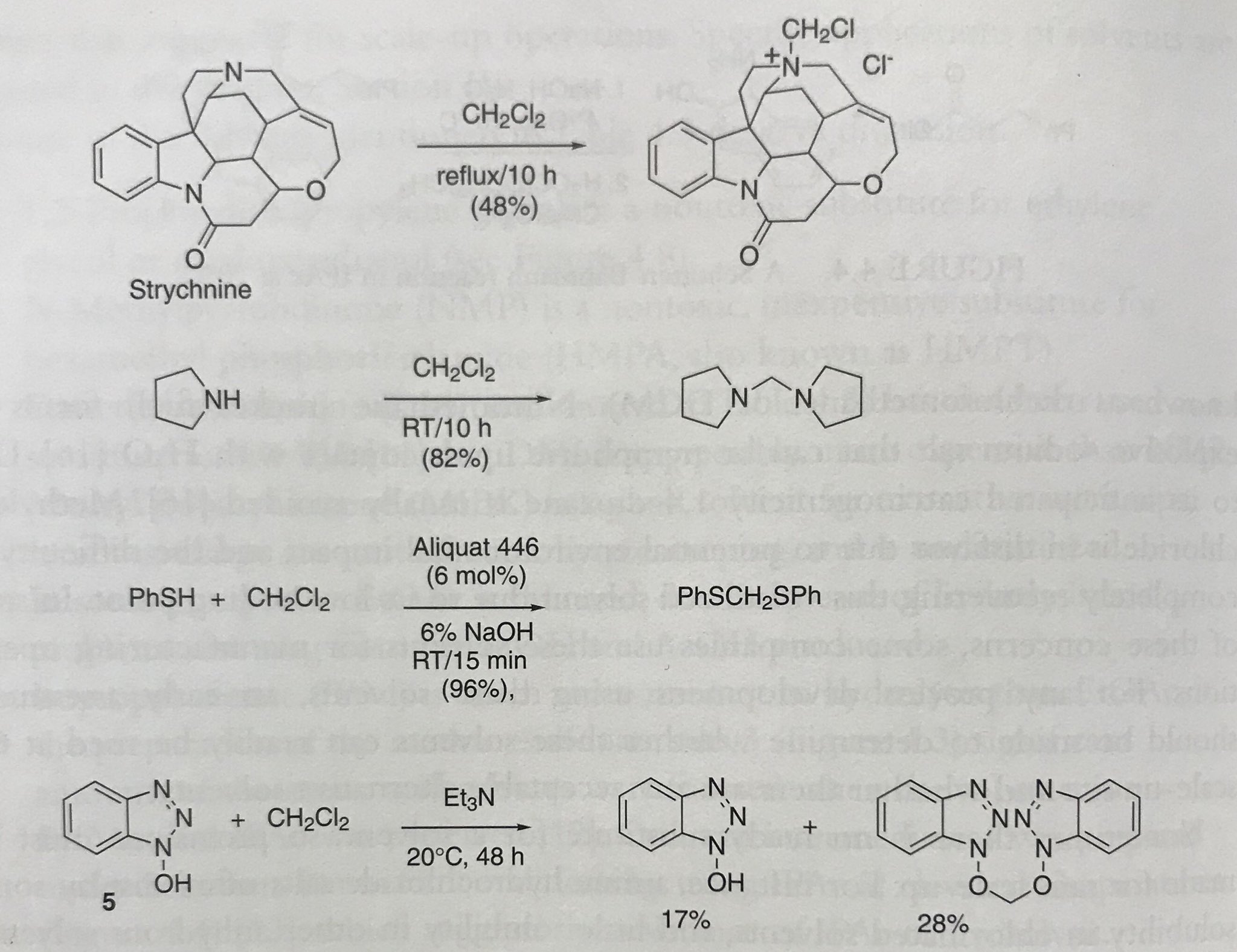Dichloromethane Reaction