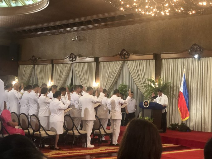 President Duterte administers the oath taking of the newly-appointed ...