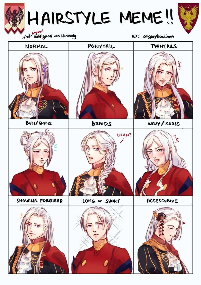 ファイアーエムブレム風花雪月「Hairstyle meme feat. Edelgard von Hresve」|kacchan | DNDの漫画