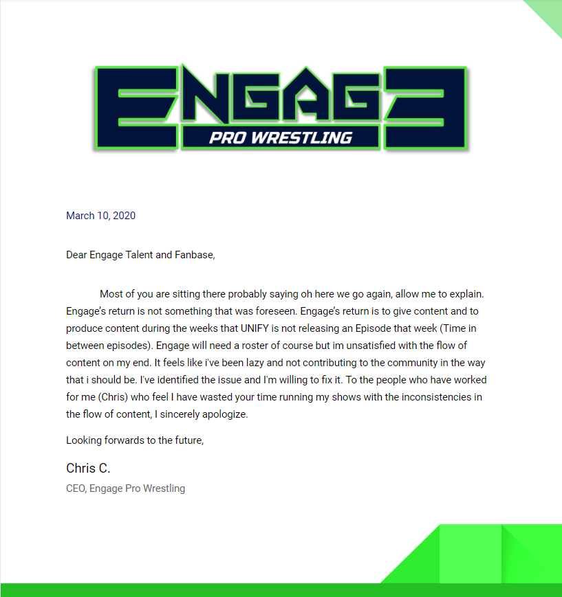 Engage Pro on Twitter: "Engage Pro Wrestling Newsletter Edition of 3/9/20. Any Questions that ...
