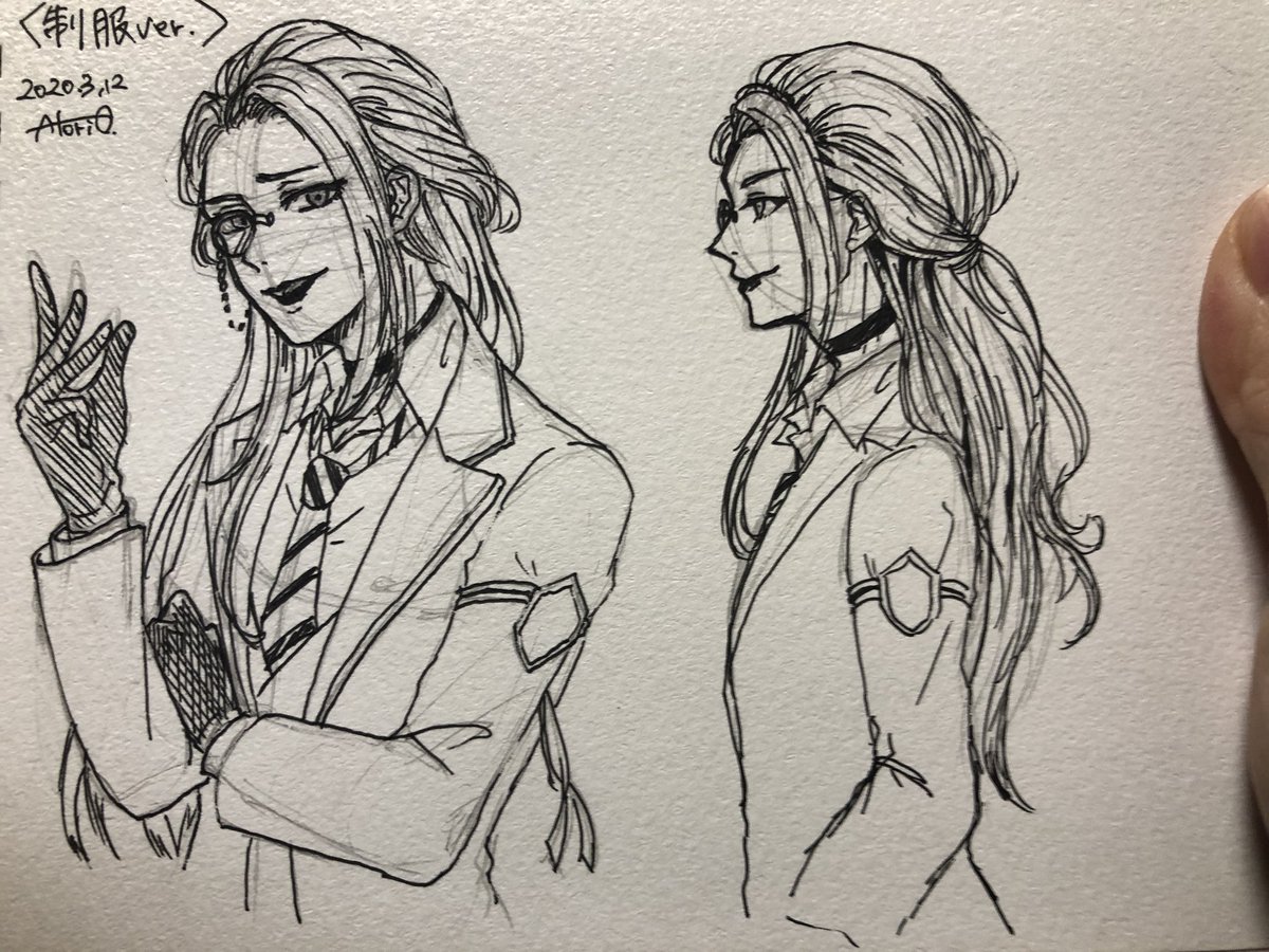 「制服(髪は腰くらいまでってリプもらってたからもっと長くていいのか…) 」𝙊𝙎𝘾𝘼@5/5東1カ11abの漫画