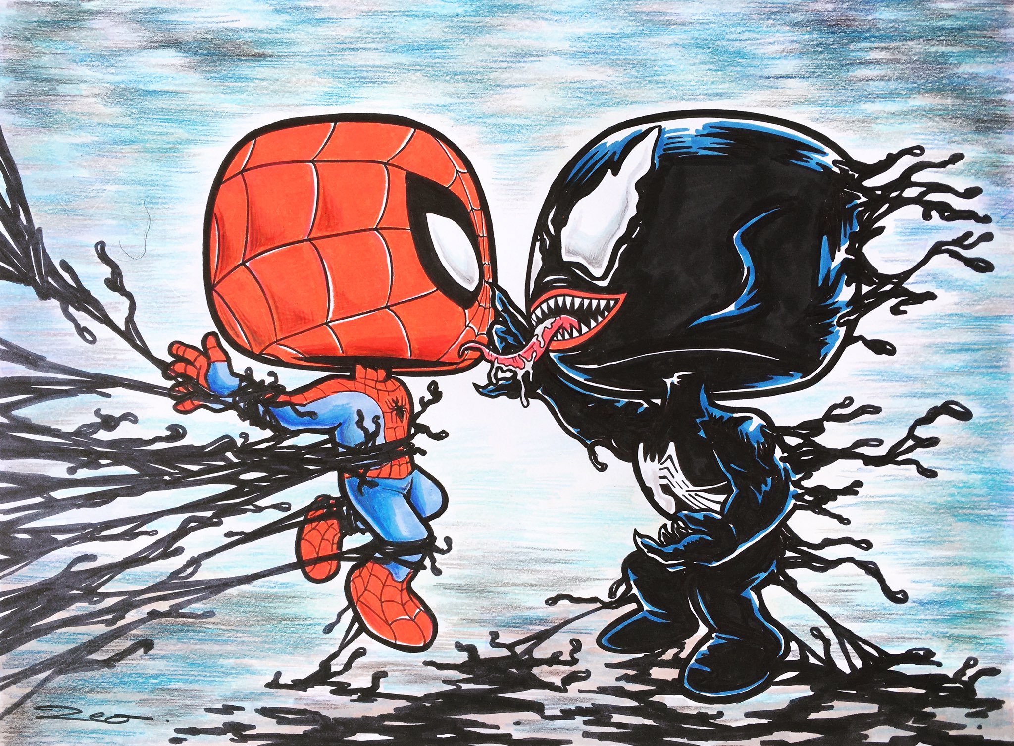 Spiderman And Venom Chibi
