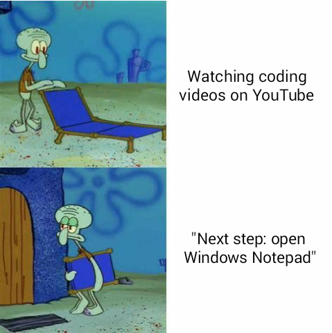 Code Memes on Twitter: "Expectation vs Reality #expectationvsreality #code #notepad #coding # ...