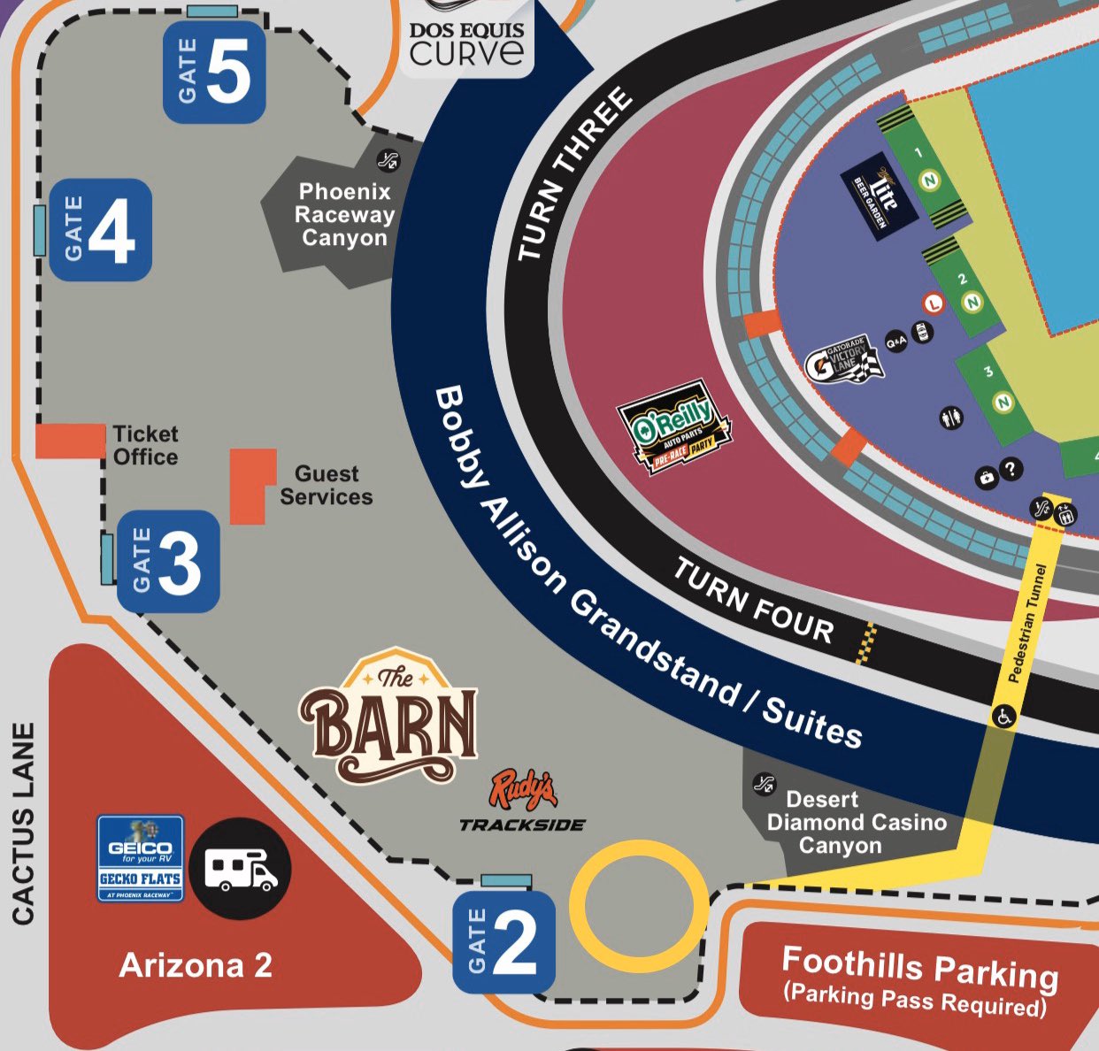 Phoenix Motor Speedway Grandstand Map