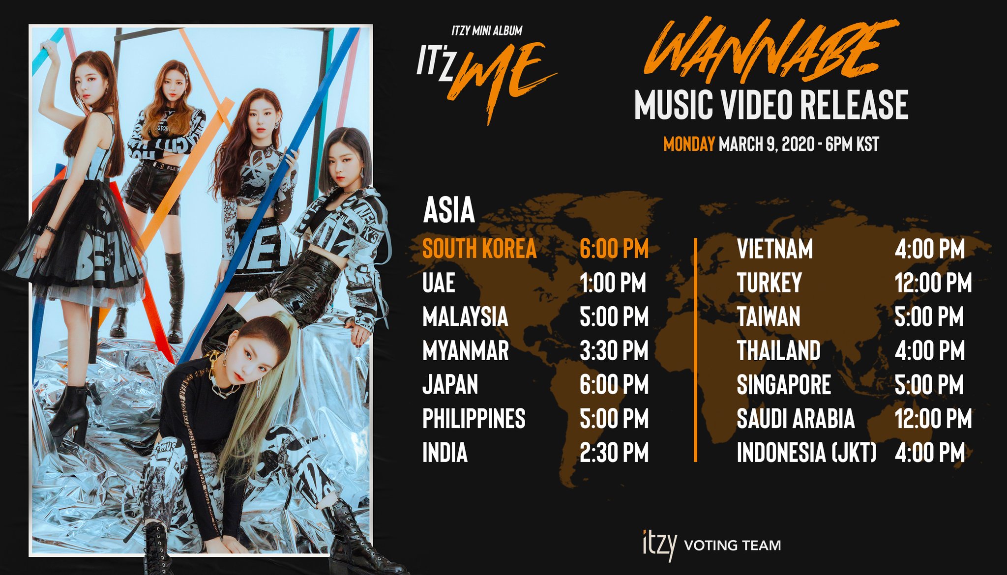 ITZY Worldwide Team on Twitter: ""Wannabe" MV by ITZY will be released March 9 at 6PM KST. Get ...
