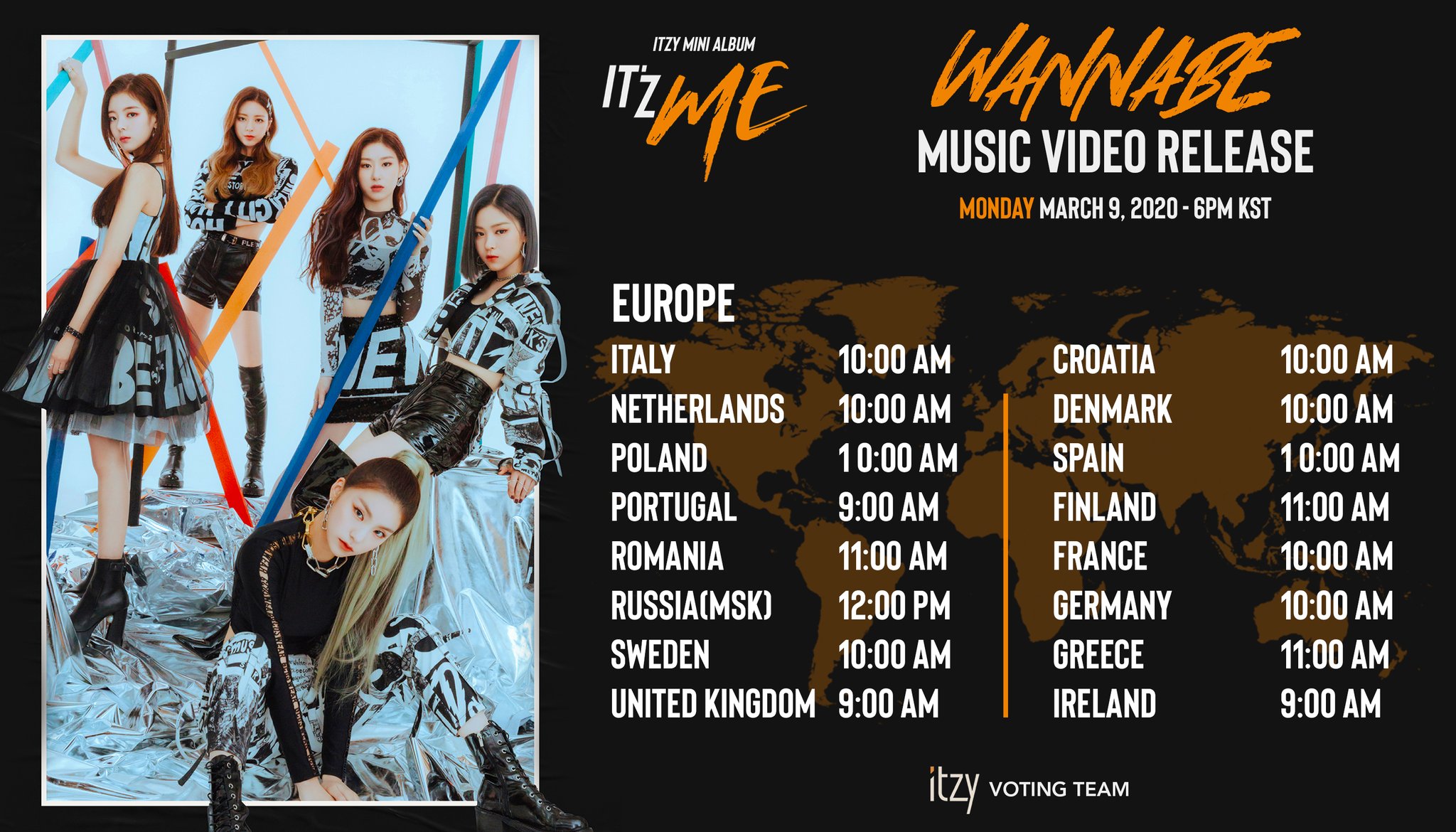 ITZY Worldwide Team on Twitter: ""Wannabe" MV by ITZY will be released March 9 at 6PM KST. Get ...
