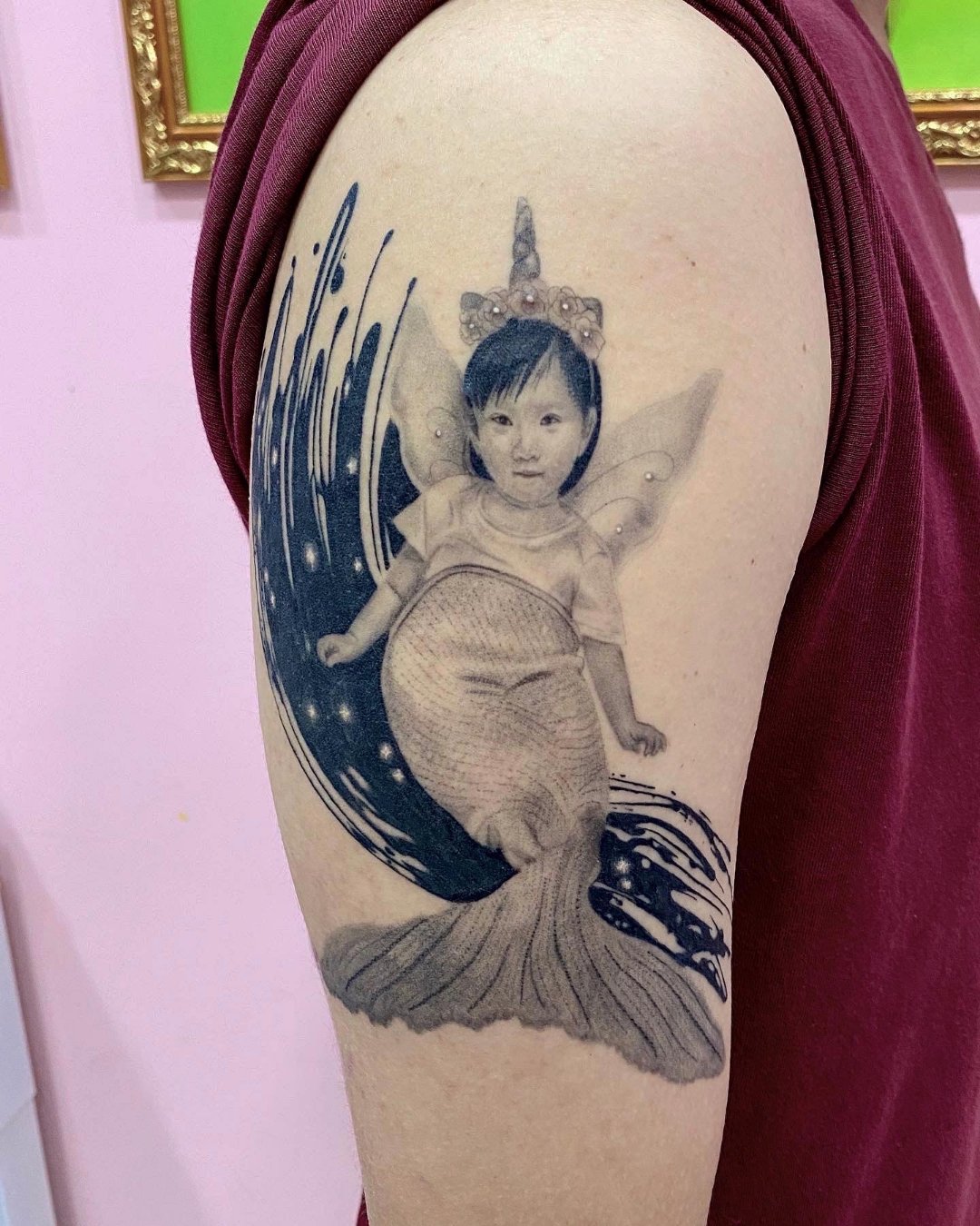Yin Yang Mermaid Tattoos Mermaid Art, Mermaid Couple Painting, Yin